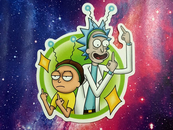 Rick and Morty Sticker: Flipping Off | Etsy