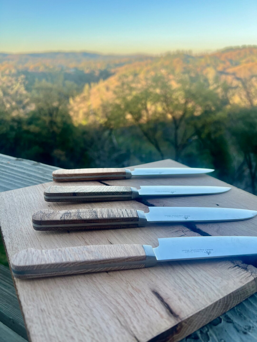 Handcrafted Custom Japanese Blade Cutting Knife With Oak Handle ...