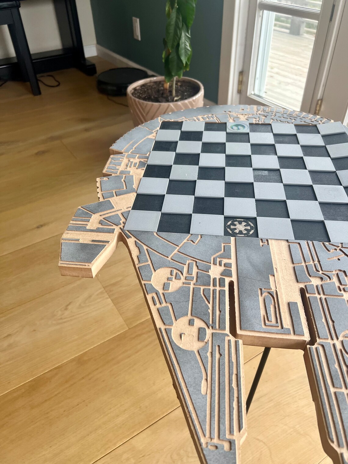 Star Wars 3D Printed Chess Board on Wooden Table Millennium Falcon ...