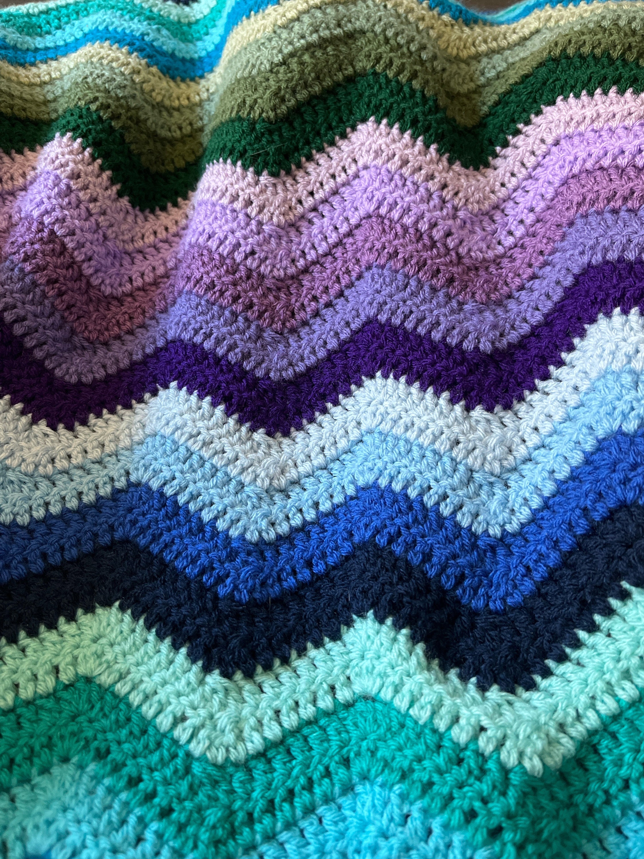 Handmade Crocheted Ripple Pattern Afghan 48”x 62” Brand New - Etsy