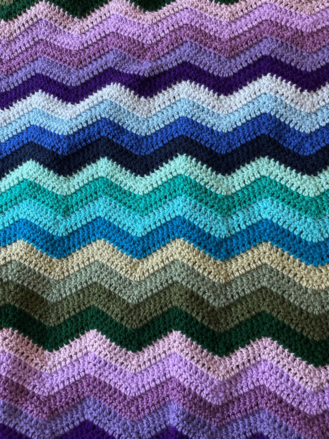 Handmade Crocheted Ripple Pattern Afghan 48”x 62” Brand New - Etsy