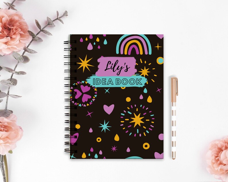 Hearts/rainbows Idea Notebook, Spiral Notebook, Personalized Gift, 8.5 X 11 Line Lists ...