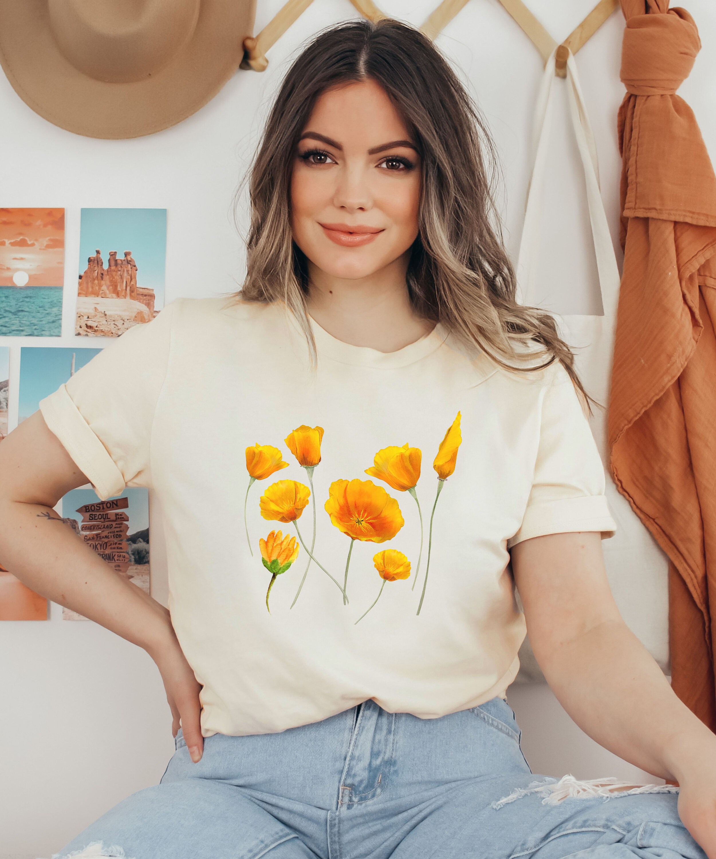 Wildflowers and Stems T-shirt Cute Boho Yellow/orange Flowers - Etsy
