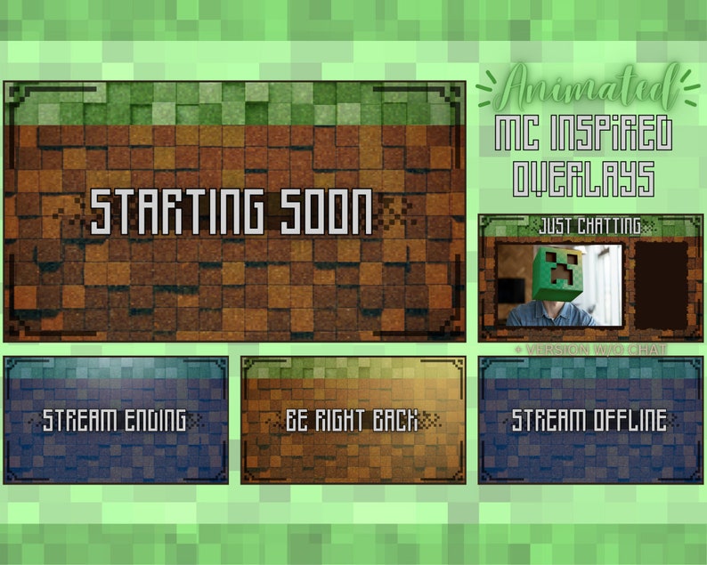 Minecraft Inspired Overlay Package - Etsy