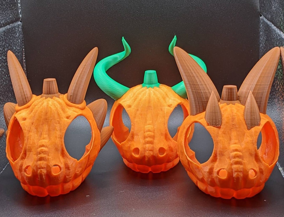 Dragon Skull Pumpkin Halloween Decorations by Sassiecat3d - Etsy