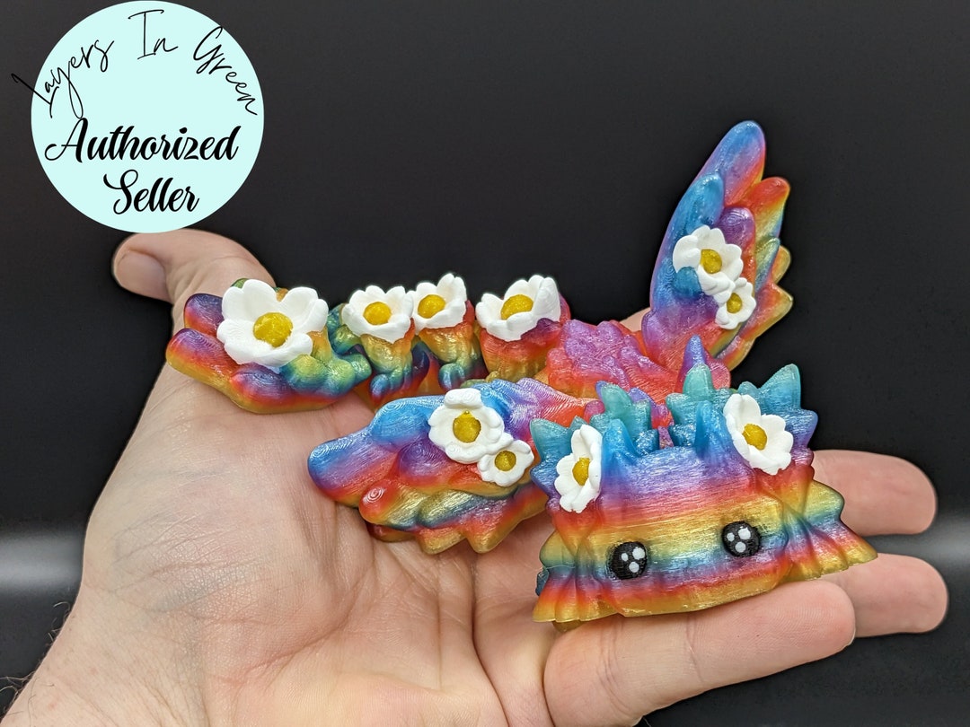 Kosha the Axolotl Dragon - 3D Printed Articulated Desktop Pet - Fidget ...