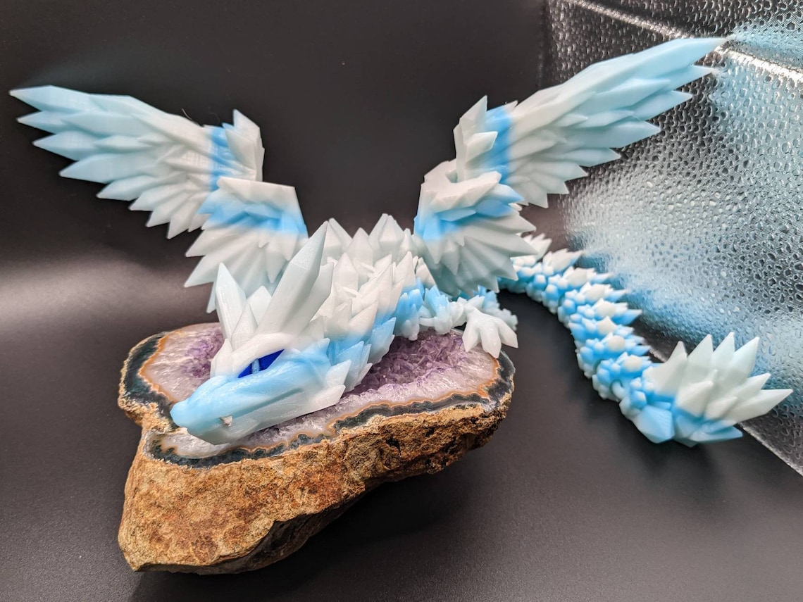 Winged Crystal Dragon 3D Printed Articulated Desktop Pet - Etsy