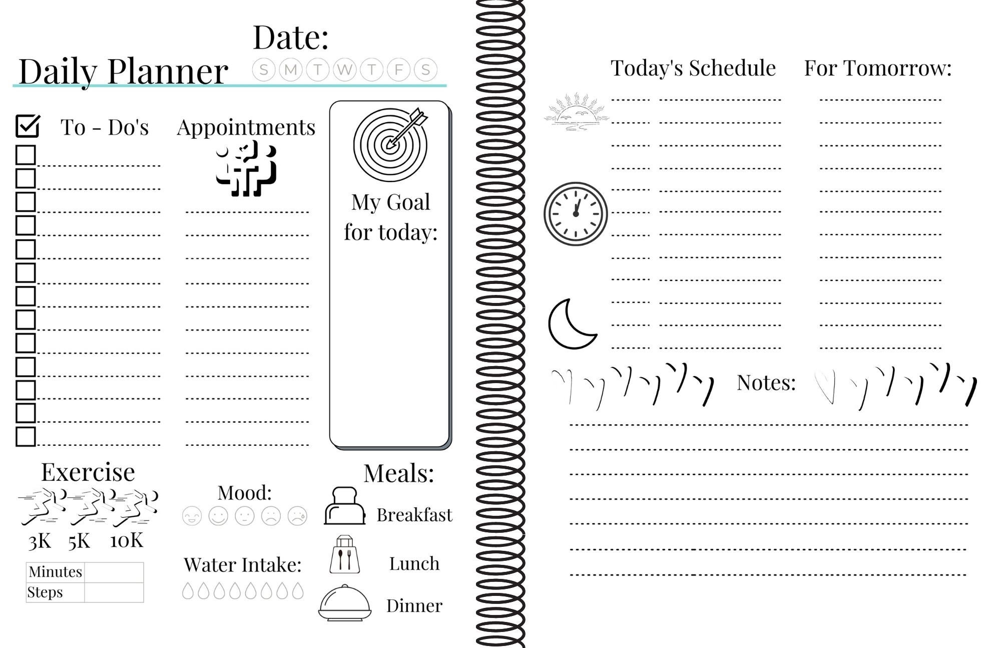 Daily Planner - Google Slides - Printable - Editable - Etsy