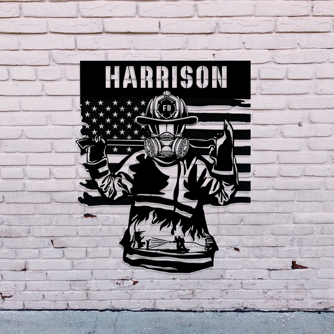 Personalized Firefighter Gift Firefighter Metal Art Custom - Etsy