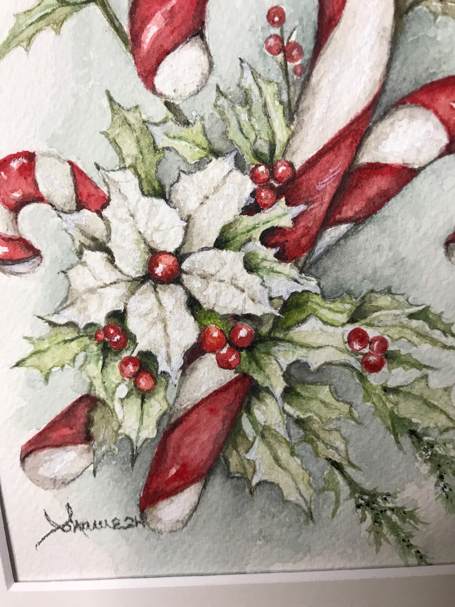 Christmasmerry Christmas holiday Decor 6x8 Original Watercolor Candy ...