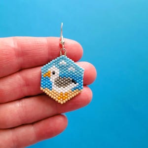 Seagull on Beach Earrings Brick Stitch Pattern - Etsy