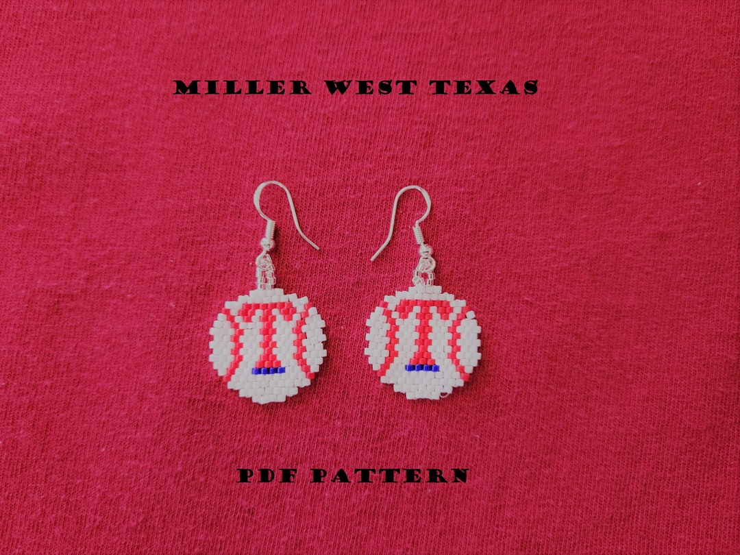 Texas Ranger Baseball Earrings Brick Stitch Pattern - Etsy
