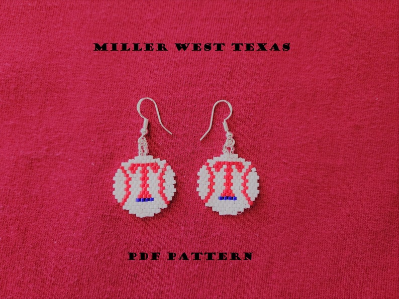 Texas Ranger Baseball Earrings Brick Stitch Pattern - Etsy