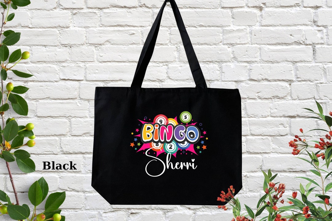 Personalized Bingo Tote Bag, Custom Bingo Carry Canvas Tote, Bingo Player Gift Bag, Christmas ...