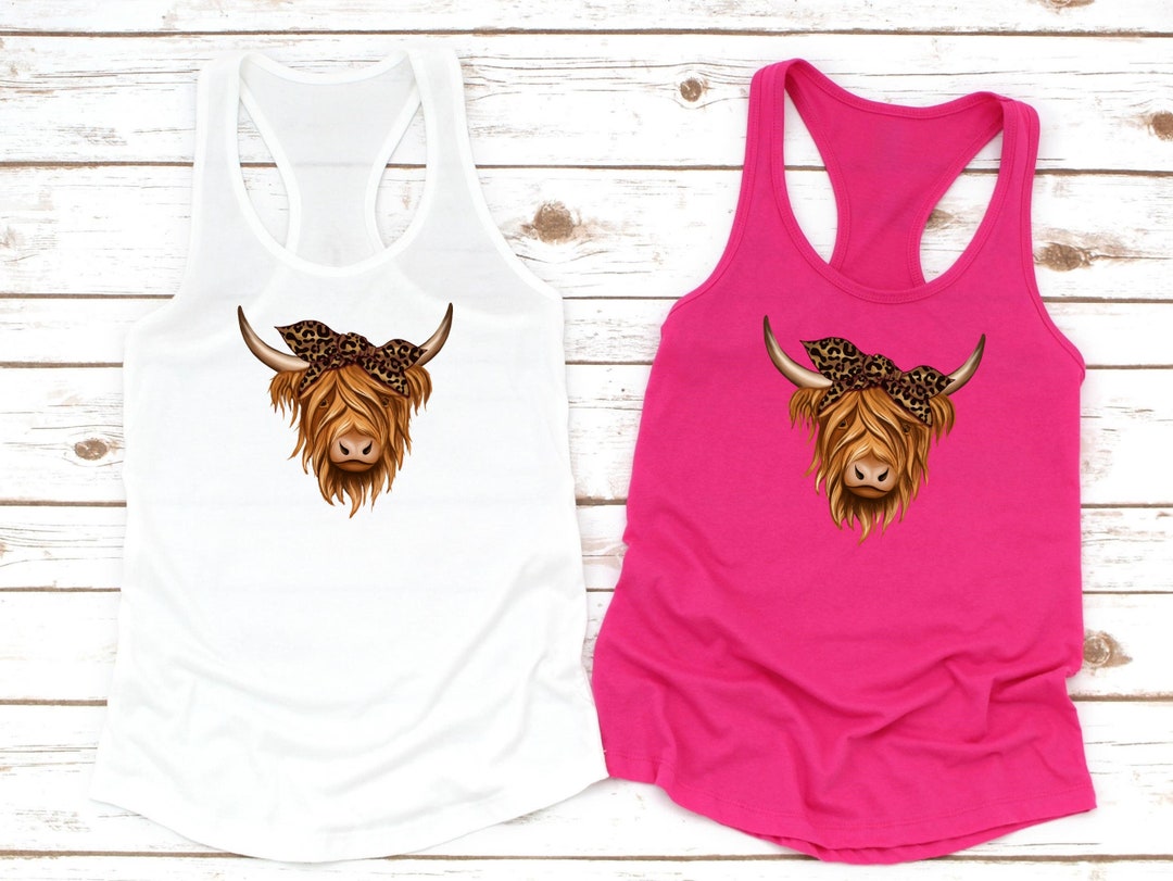 Highland Cow Tank Top Shirt | Cow Tank T-shirt | Boho Shirt for Her ...