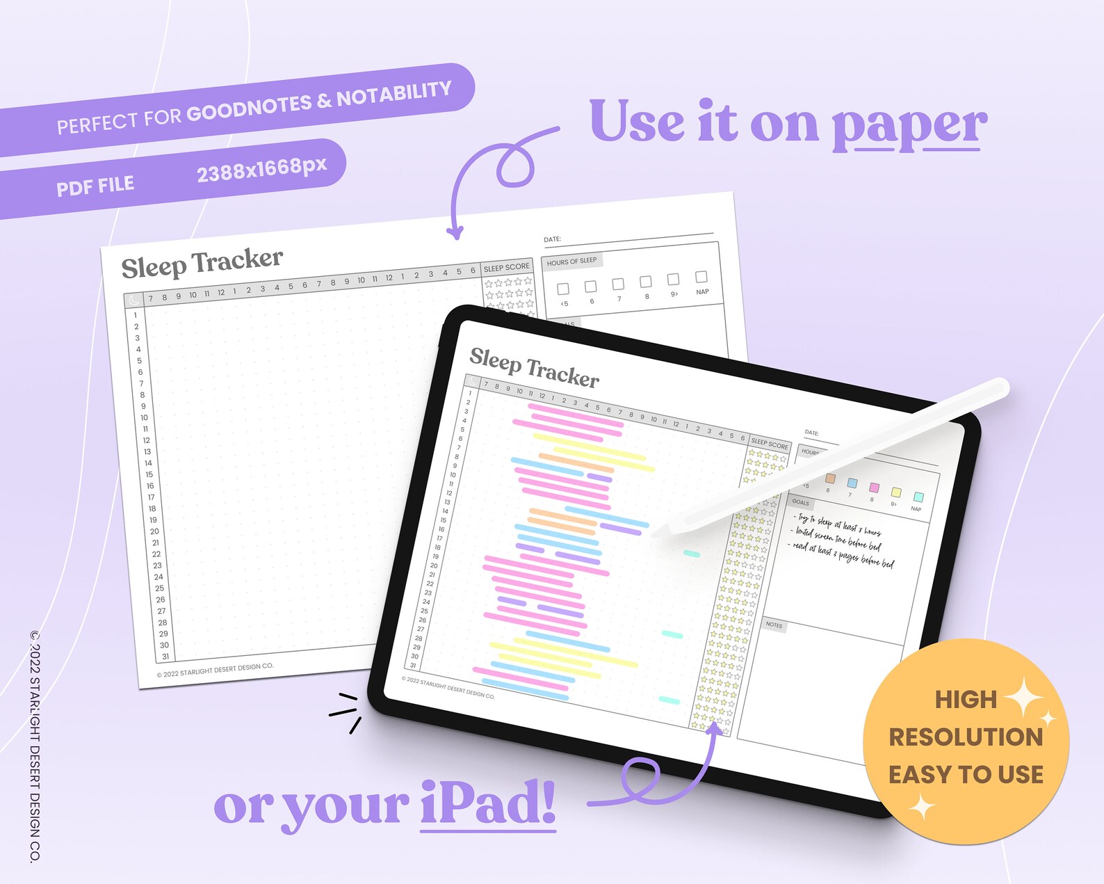 SLEEP TRACKER Digital Planner Digital Bullet Journal - Etsy