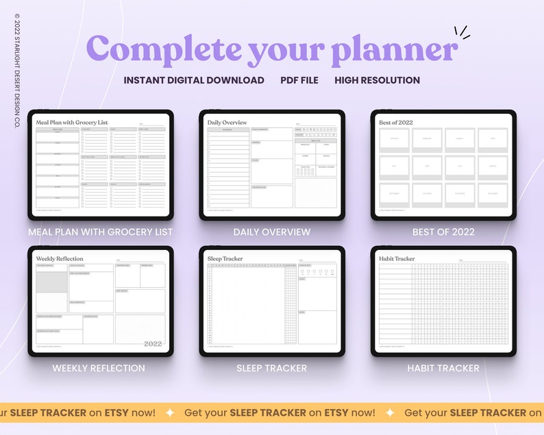 SLEEP TRACKER Digital Planner Digital Bullet Journal - Etsy
