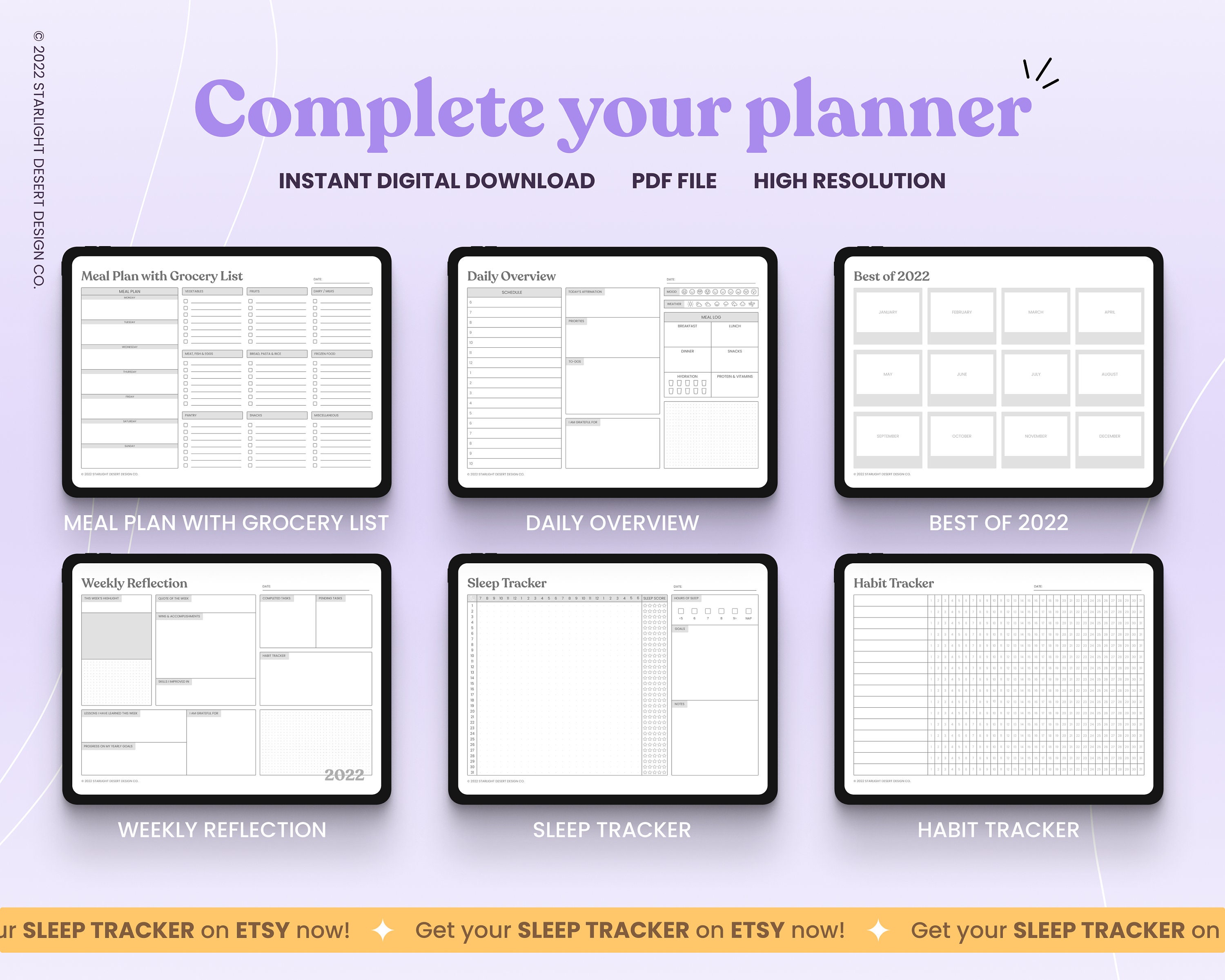 SLEEP TRACKER Digital Planner Digital Bullet Journal - Etsy