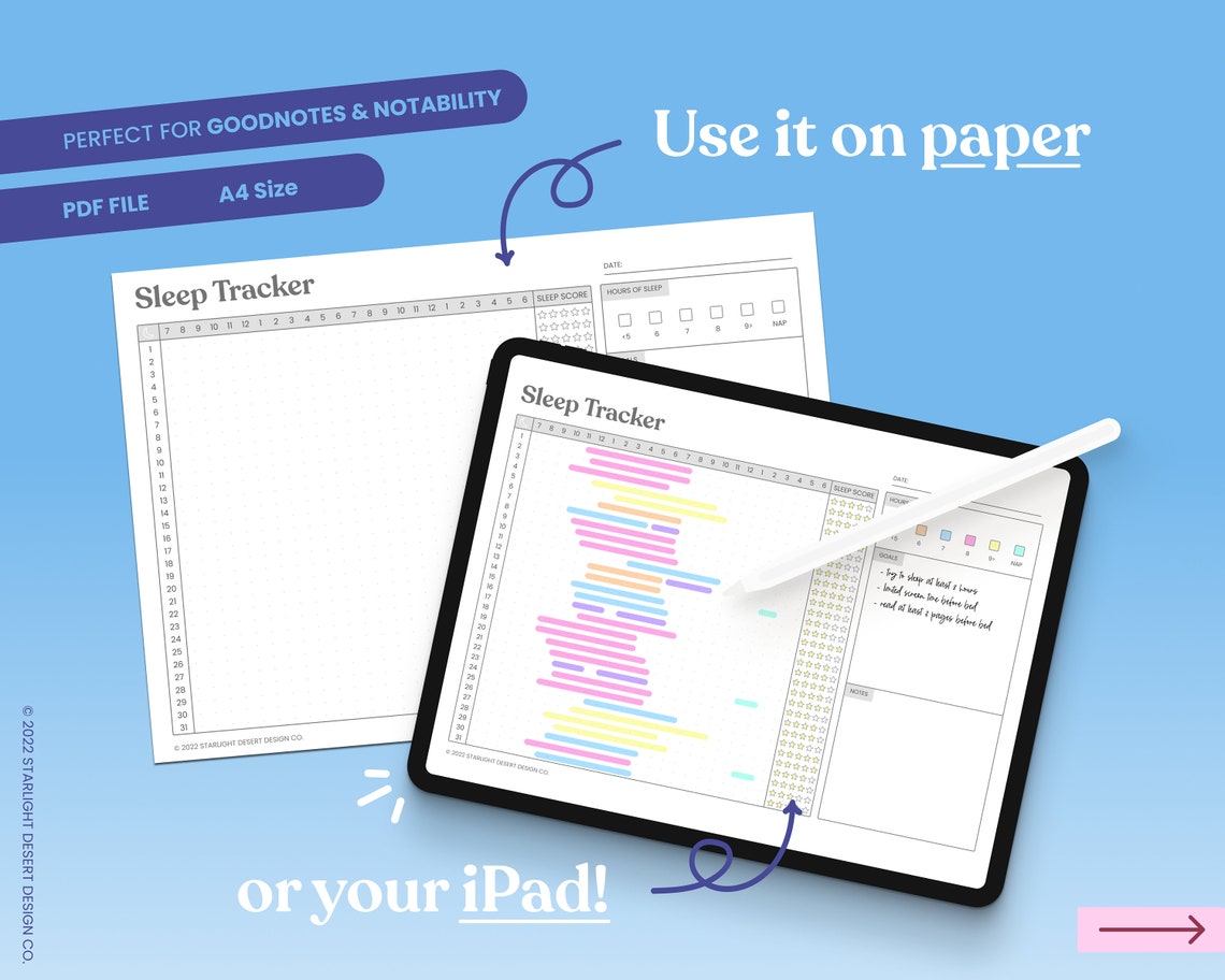 SLEEP TRACKER Digital Planner Digital Bullet Journal Goodnotes ...