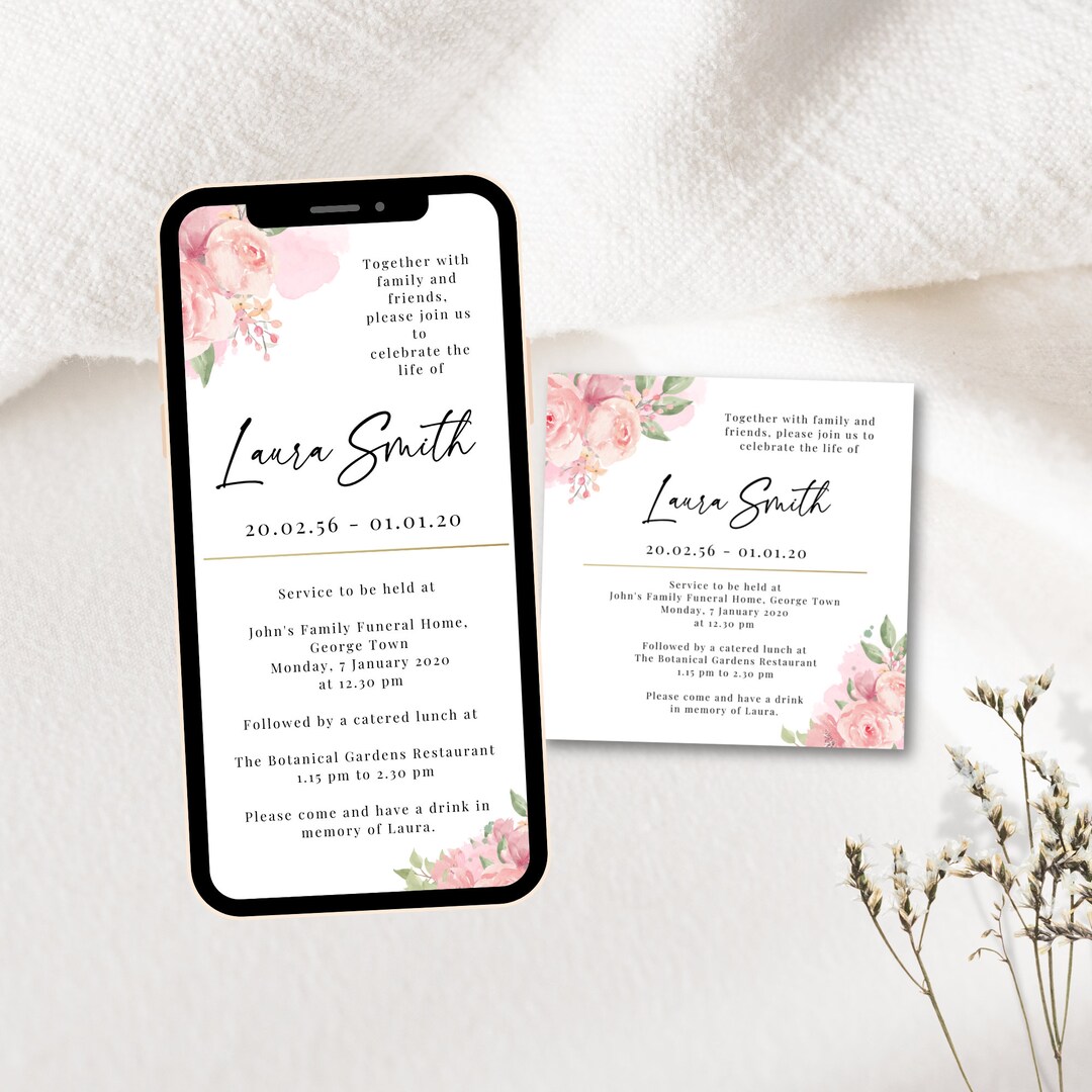 Editable Funeral Mobile and Social Media Invite Template in Loving ...