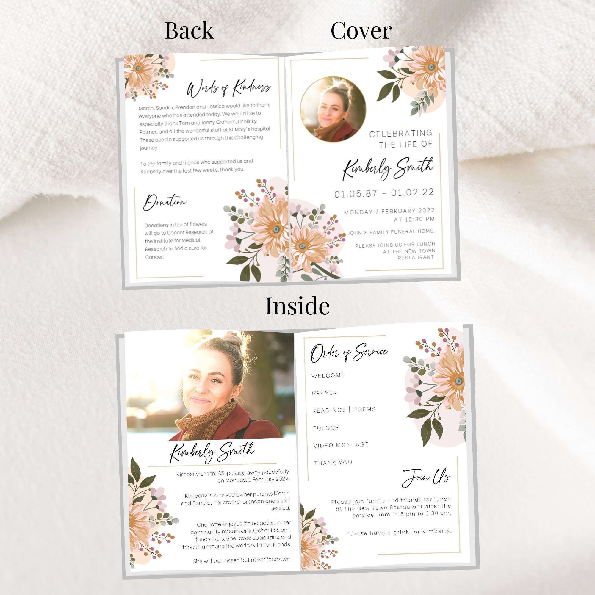 Editable and Printable Digital Funeral Template Bundle Celebration of ...