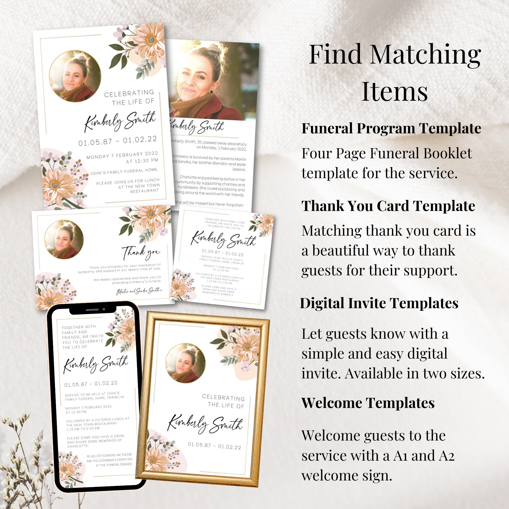 Editable Funeral Welcome Sign Template Printable A1 and A2 Celebration ...