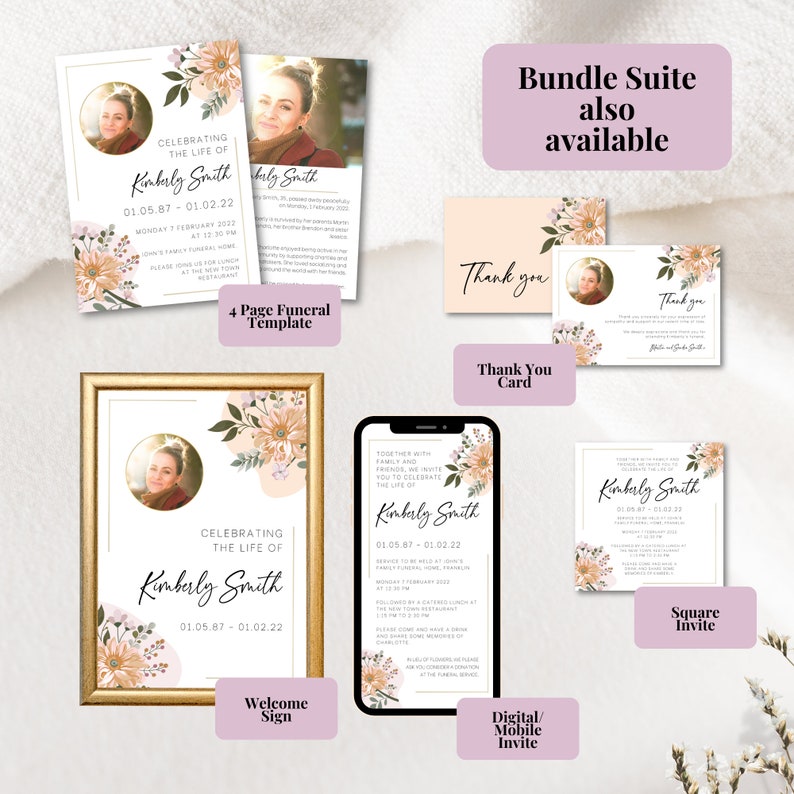 Editable and Printable Funeral Program Template Celebration of Life ...