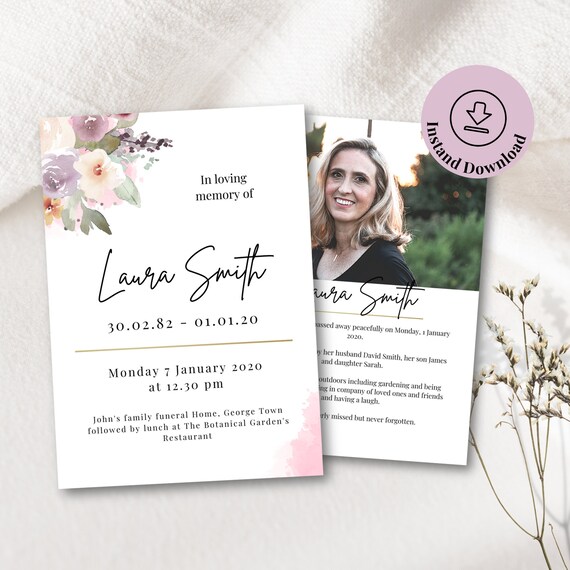 Editable and Printable Funeral Program Template in Loving | Etsy