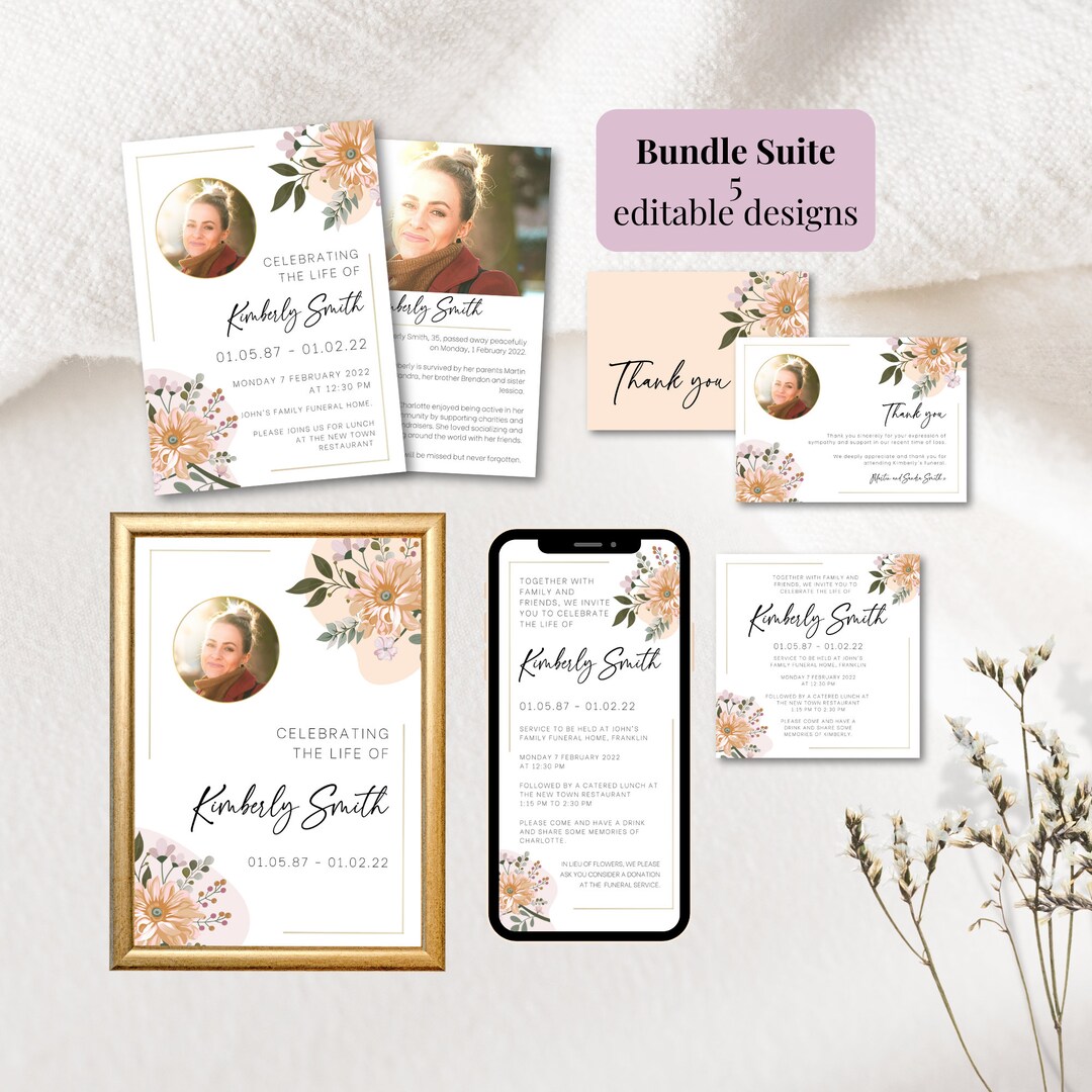 Editable and Printable Digital Funeral Template Bundle - Etsy UK