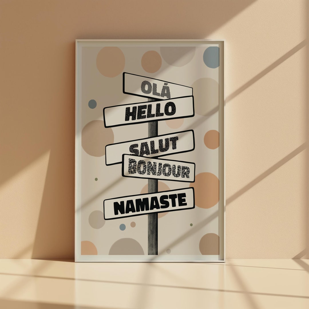 Hello Poster: Greetings in 5 Languages Olá Hello Salut Bonjour Namaste ...