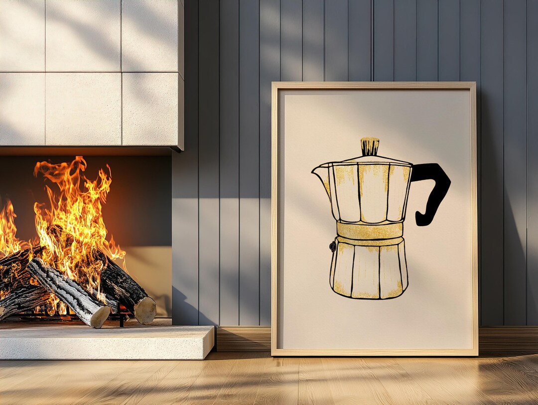 Italian Coffee Maker Poster, Glossy Kitchen Print - Classic Minimalist ...