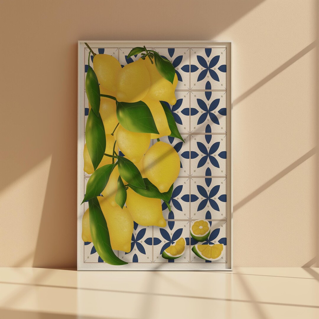 Lemon Poster Printable, Mediterranean Kitchen Wall Art, Digital ...