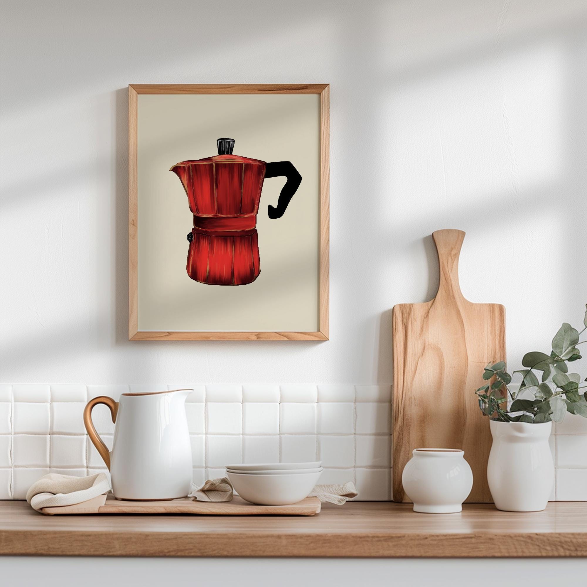 Moka Pot Print, Italian Coffee Kitchen Poster, Classic Minimalist Art ...