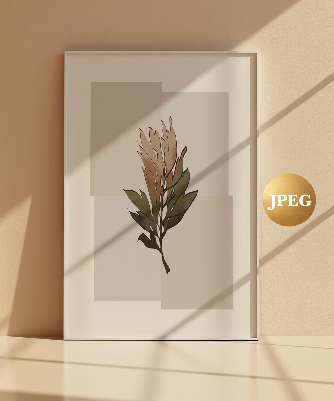 Boho Wall Art - Neutral Boho Poster for Home Decor, Earth Toned Leaf ...