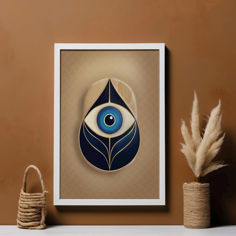 Evil Eye Wall Art Printable, Greek Mati Digital Download, Boho ...