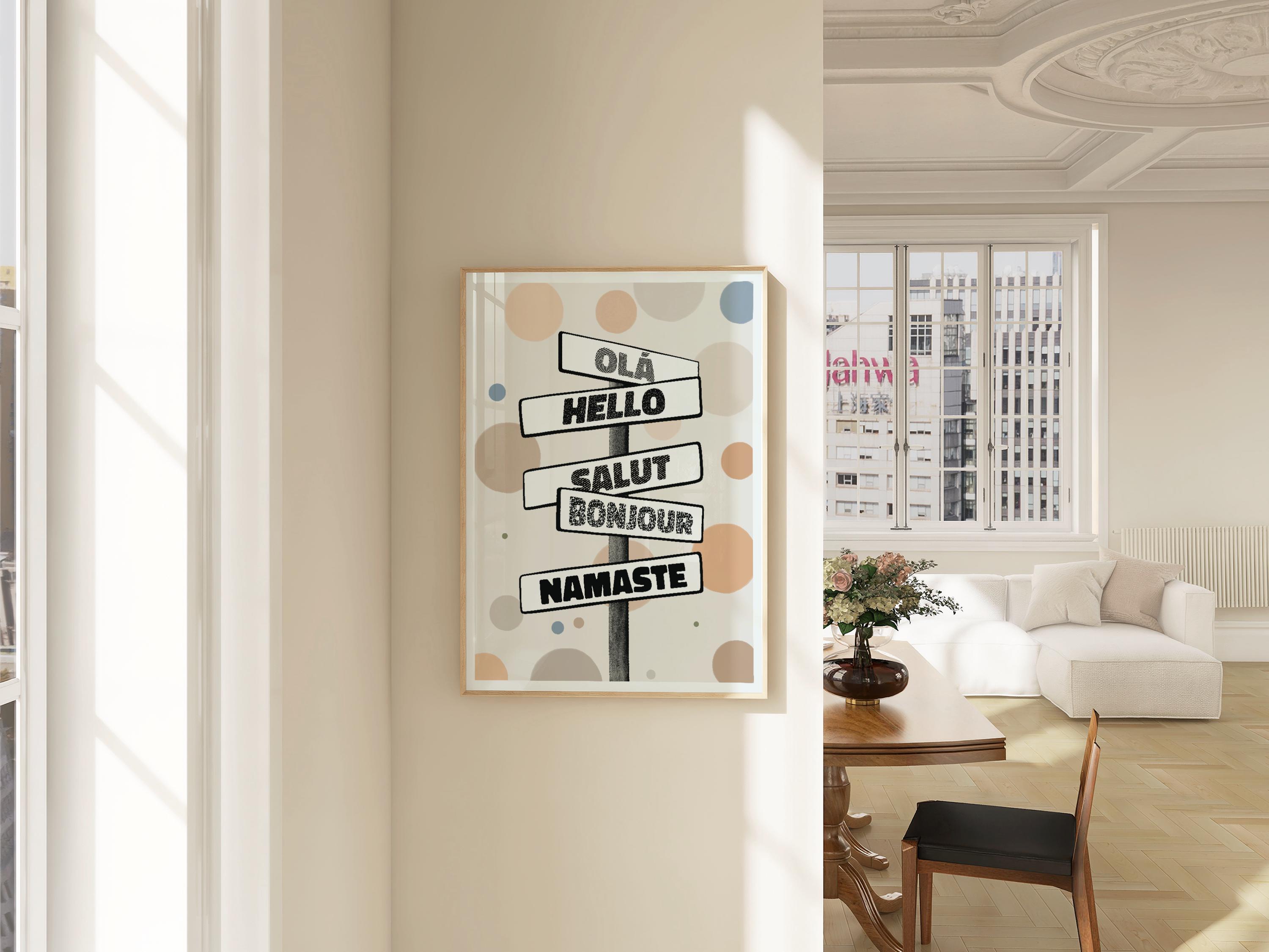 Hello Poster: Greetings in 5 Languages Olá Hello Salut Bonjour Namaste ...