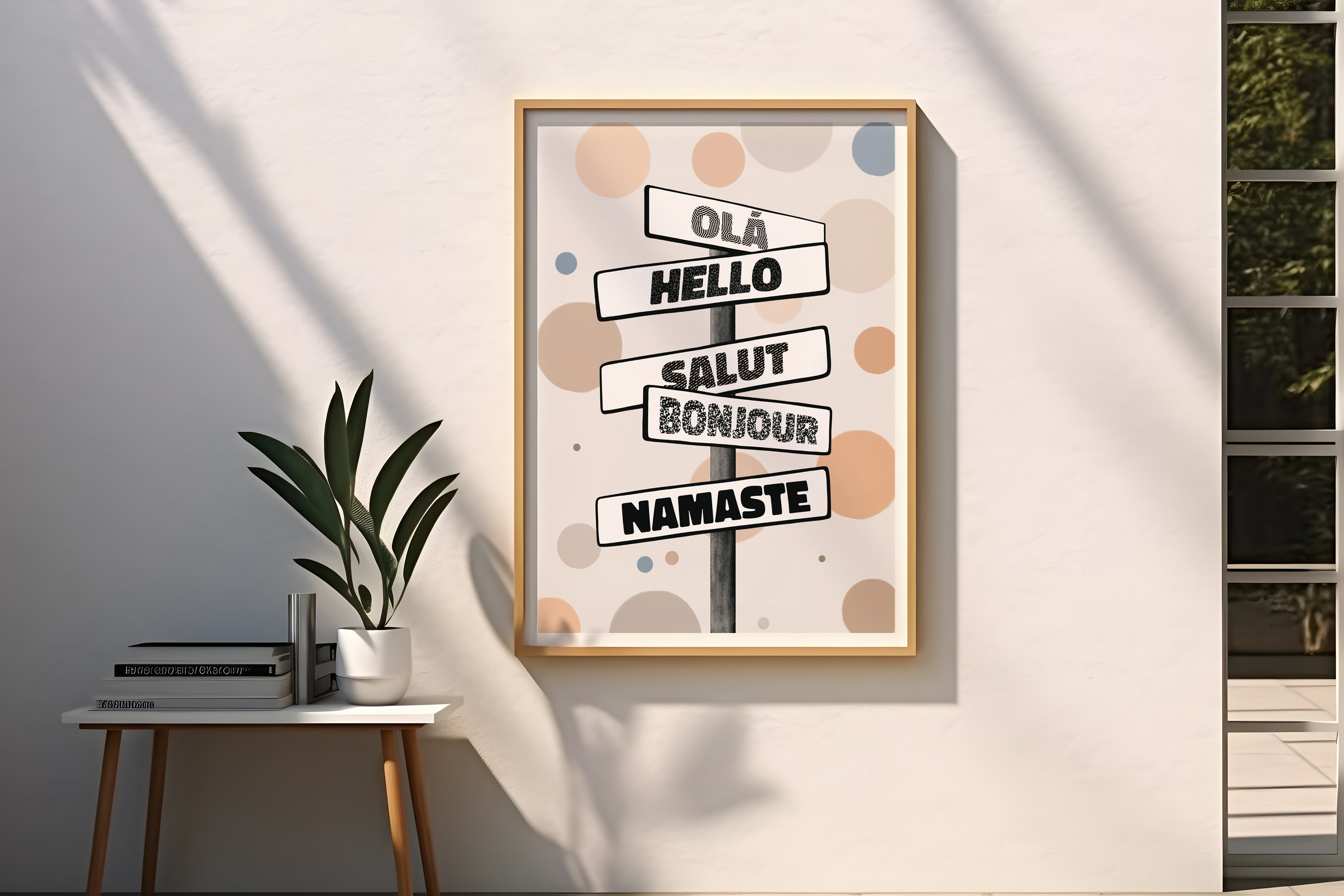 Hello Poster: Greetings in 5 Languages Olá Hello Salut Bonjour Namaste ...