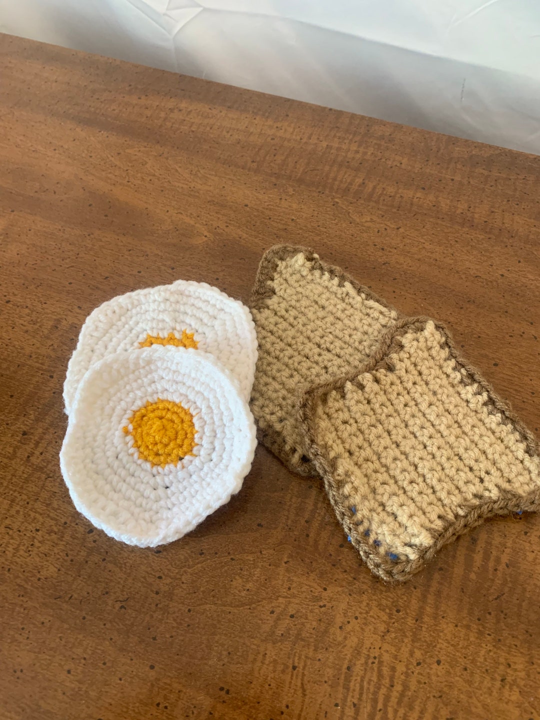 Crochet Eggs and Toast Coasters - Etsy