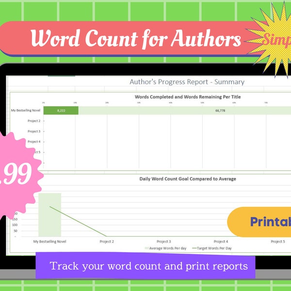Printable Word Count Template Etsy