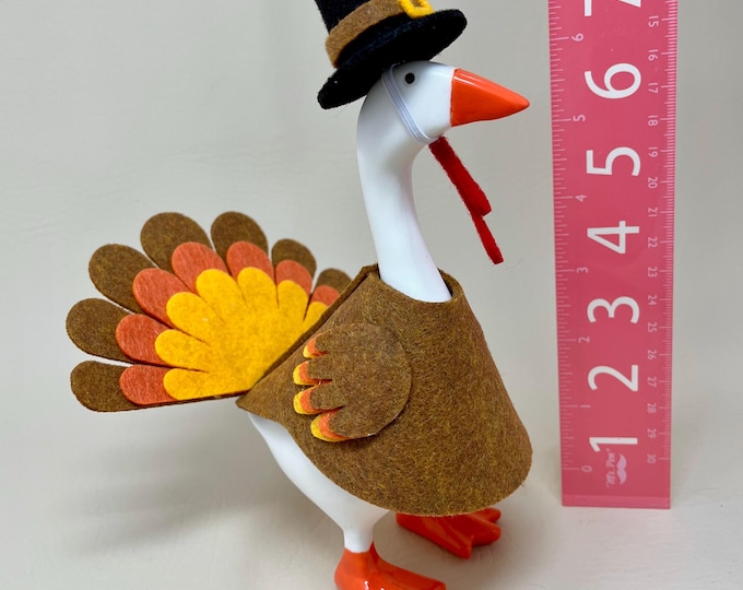 Thanksgiving Turkey Porch Goose Outfit for 23" Lawn Goose Statue, Porch ...