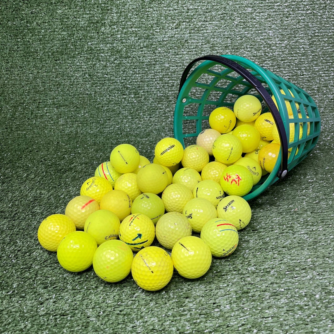 100 RECLAIMED Golf Balls - Random Assortment, ALL YELLOW! - Etsy