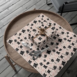 Black Cat Wrapping Paper, Peekaboo, Soft Cute Graphics, Animal Lover ...