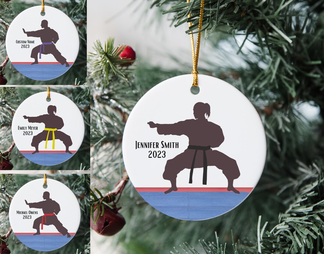 Custom Karate Ornament, Personalized Name and Select Your Belt Color ...