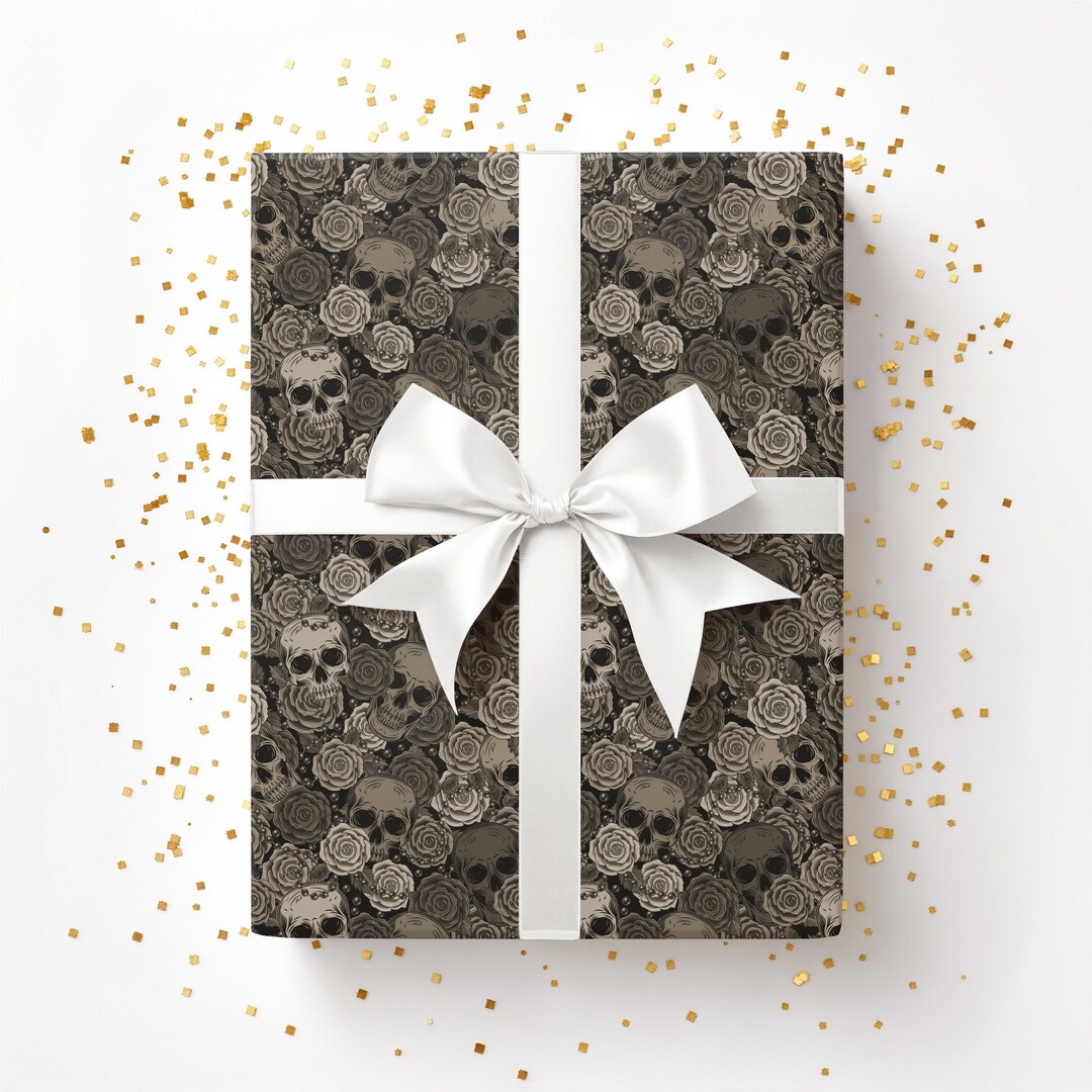 Skull Goth Gift Wrap, Gothmas, Creepmas Wrapping Paper, High Quality ...