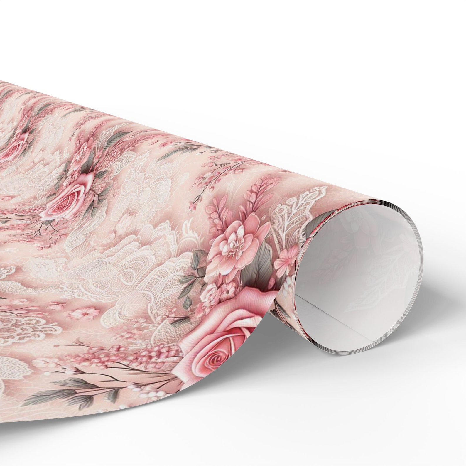Rose Lace Style Gift Wrap, Romantic Pink Design, Wedding, Anniversary ...