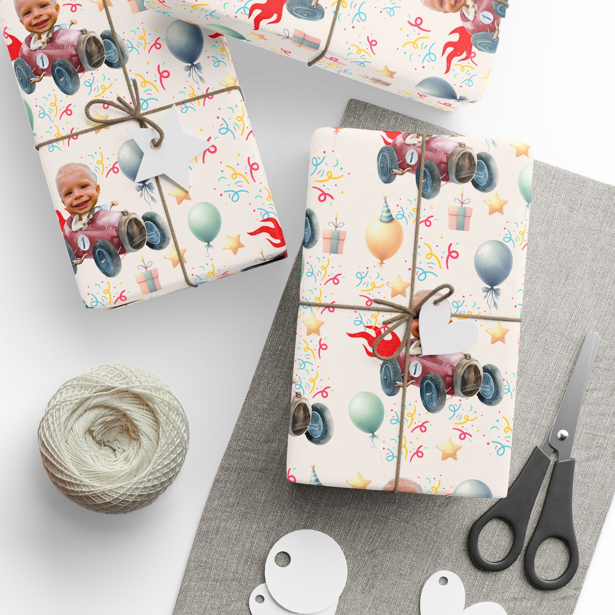 Custom Race Car Wrapping Paper, Personalized Real Face, Unique Gift ...