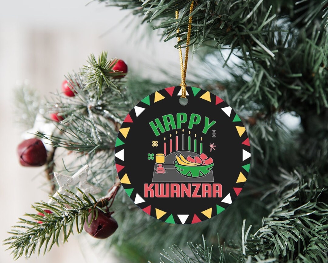 Happy Kwanzaa Ornament, Christmas Ornaments, Keepsake Ornament, Ceramic ...