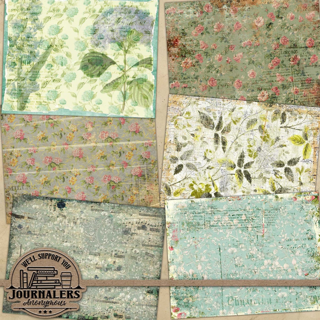 Botanical Junk Journal Digital Kit, Floral Printable Decorative Journal ...