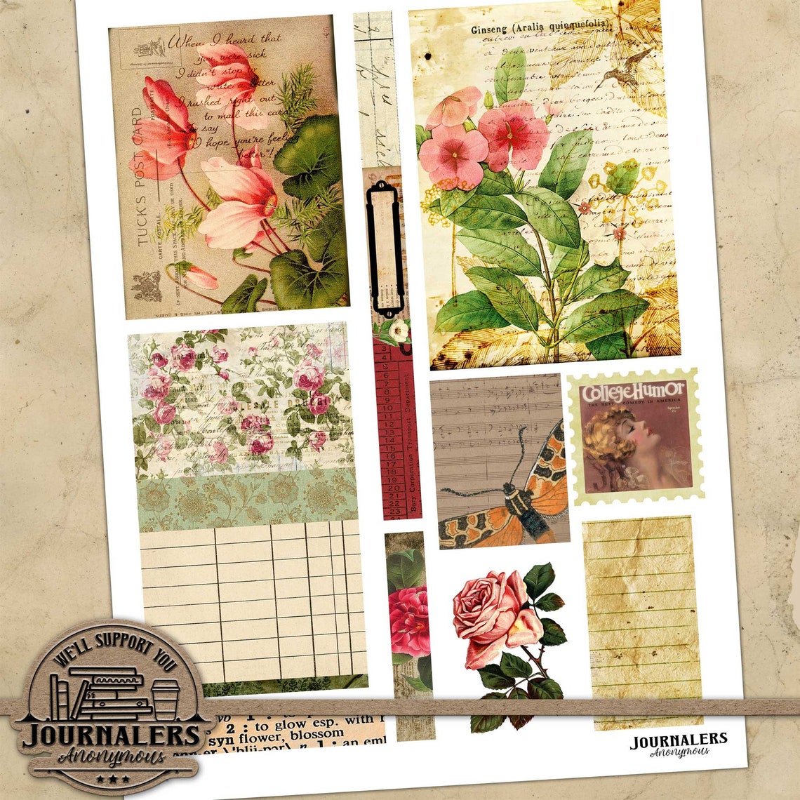 Collage Set 5 Ephemera, Junk Journal Kit, Junk Journal Digital ...