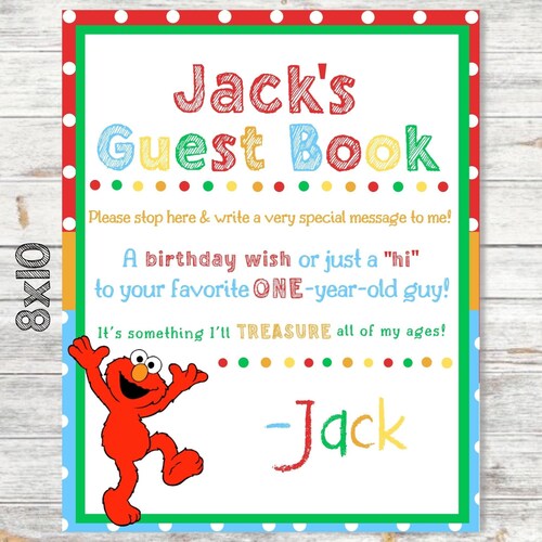 8x10 Red Monster Guest Book Sign Sesame Birthday Red - Etsy